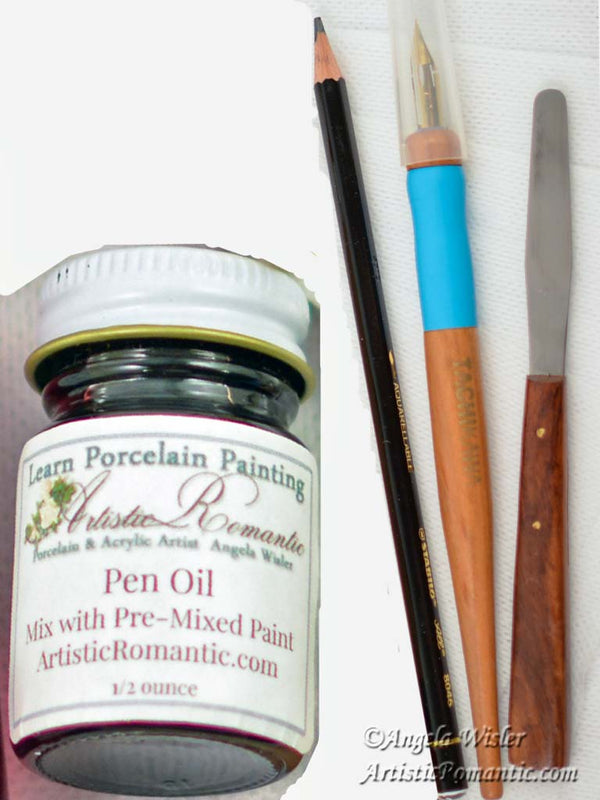 Porcelain Painting Penwork Set Dip Pen Nib Linework Oil Tools Overglaz ...